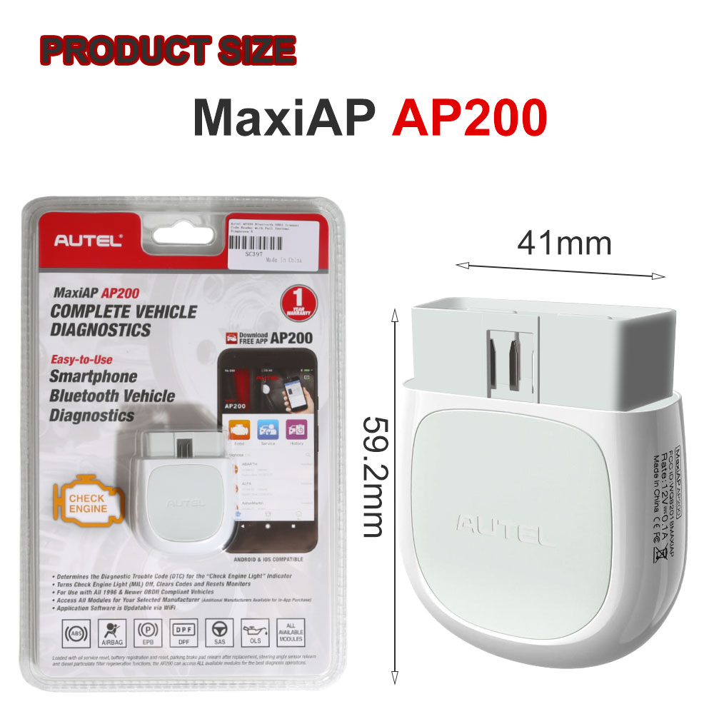 100% Original Autel AP200 Bluetooth OBD2 Scanner Code Reader with Full ...