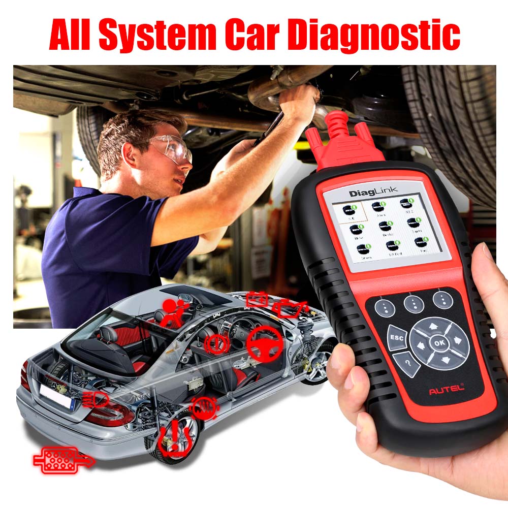 AUTEL Diaglink OBD2 Scanner All System Car Diagnostic Tool DIY Version ...